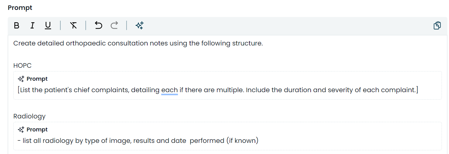 Using prompt blocks – PatientNotes